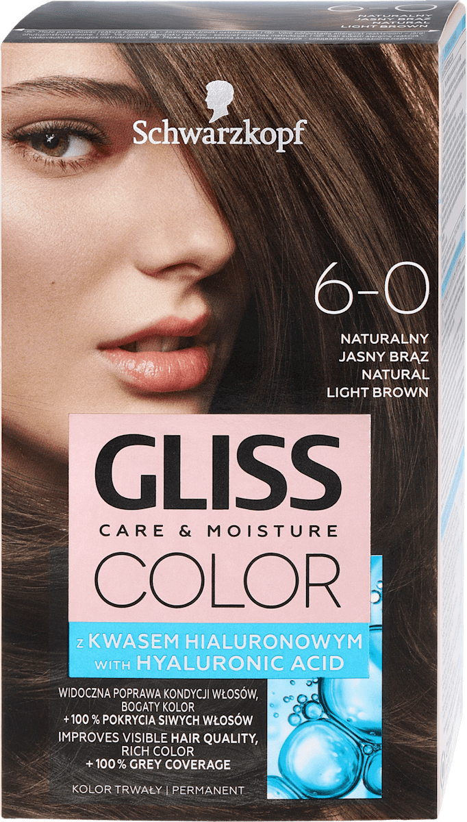 Schwarzkopf Gliss Color Krem koloryzujący 6-0 NATURALNY JASNY BRĄZ, 1 ...