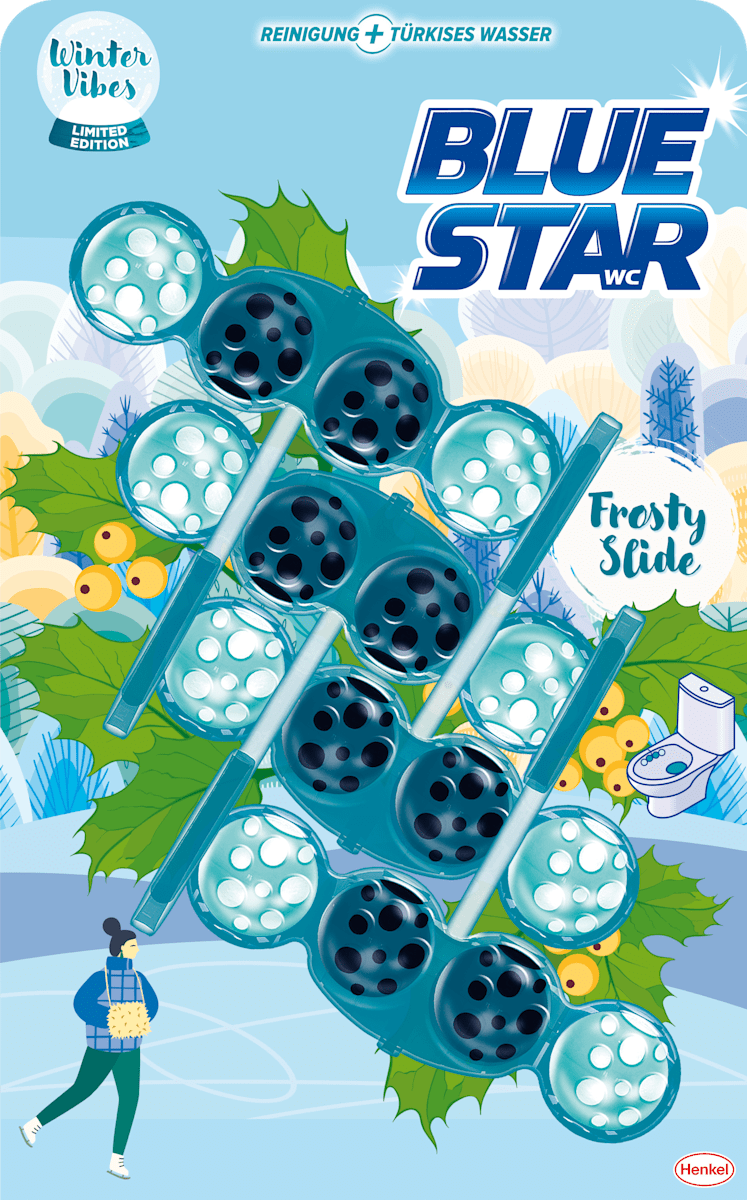 BLUE STAR WC-Stein Blau-Aktiv+ Frosty Slide, 4 St | dm.at