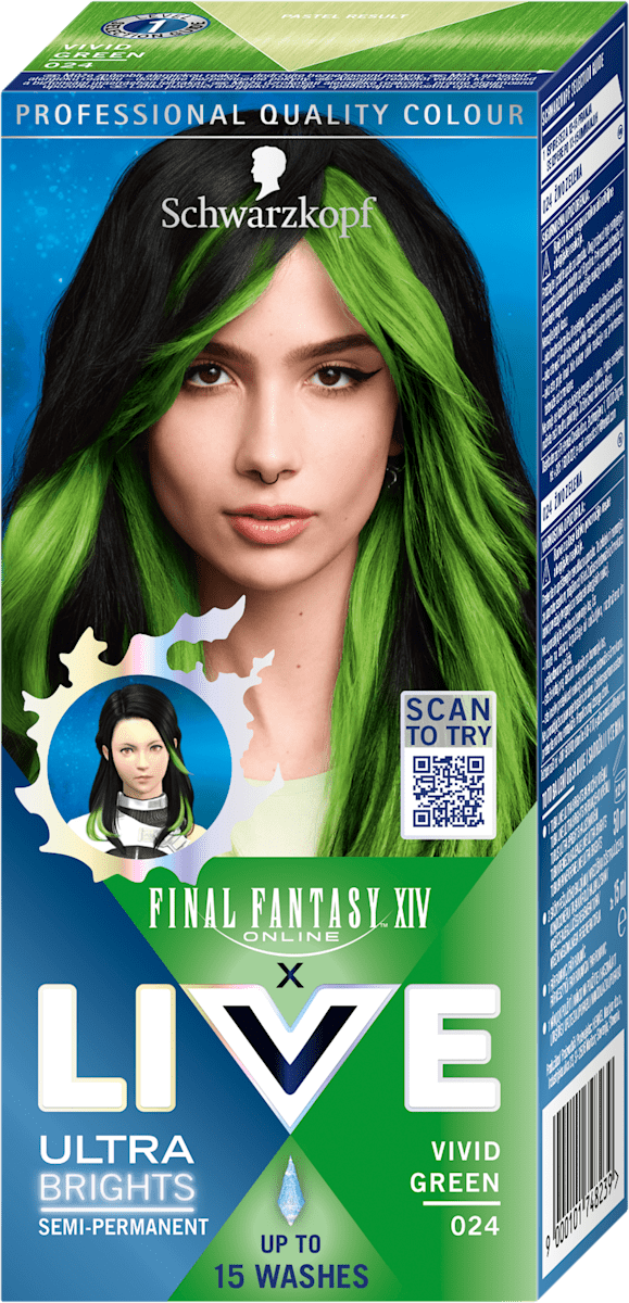 Schwarzkopf LIVE barva na vlasy Ultra Brights 024 Zářivá zelená, 1 ks | dm.cz