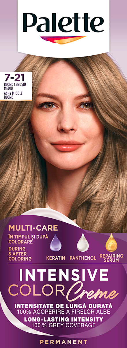 Palette INTENSIVE COLOR CREME Vopsea de păr permanentă 7-21 Blond ...