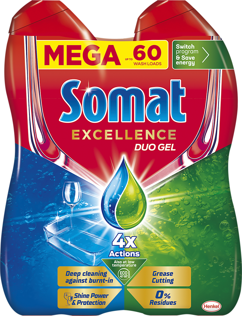 Somat Gél do umývačky riadu Excellence Duo Gel, 1 080 ml | mojadm.sk
