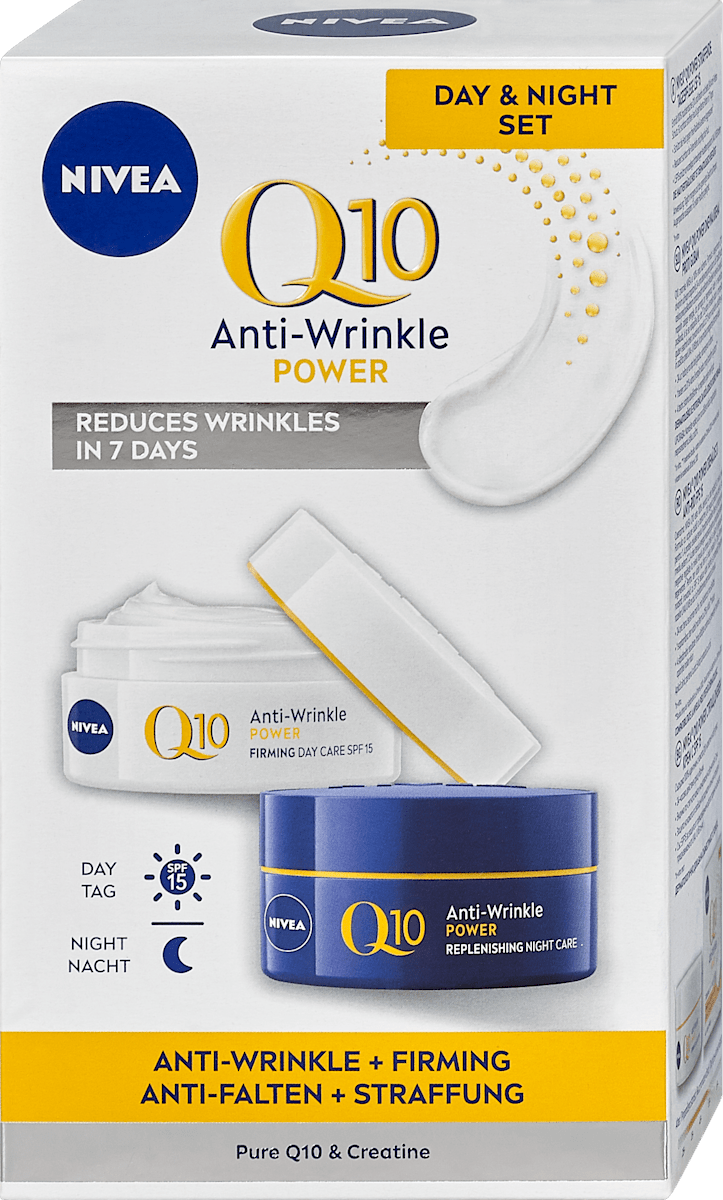 NIVEA Комплект Q10 Anti-Wrinkle Power - Дневен крем за лице, 50 ml + Нощен крем за лице, 50 ml ...