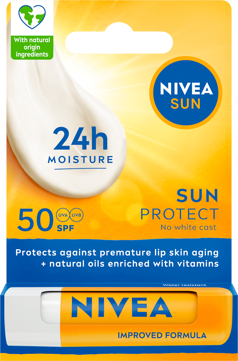 NIVEA SUN Слънцезащитен балсам за устни Sun protect, SPF 50, 4,8 g | dm ...