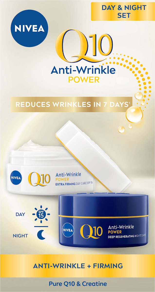 NIVEA Q10 Power Anti-Wrinkle + Firming duopack dnevna i noćna krema, 100 ml | dm.hr