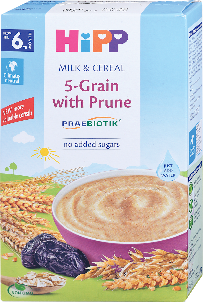 HiPP BIO mliječno-žitna kašica - 5 žitarica sa šljivom, 6+ mj., 250 g ...