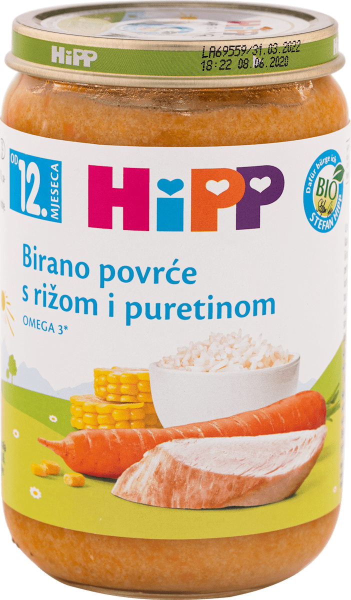 HiPP BIO kašica za bebe - povrće, riža i puretina, 12 + mj., 220 g | dm Bosna i Hercegovina
