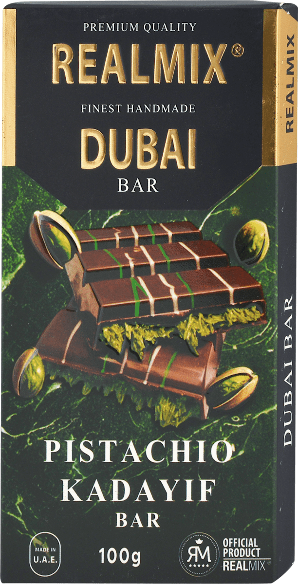 REALMIX Dubai tyčinka v kakaové polevě s 20% pistáciovo-kadayifovou náplní, 100 g | dm.cz