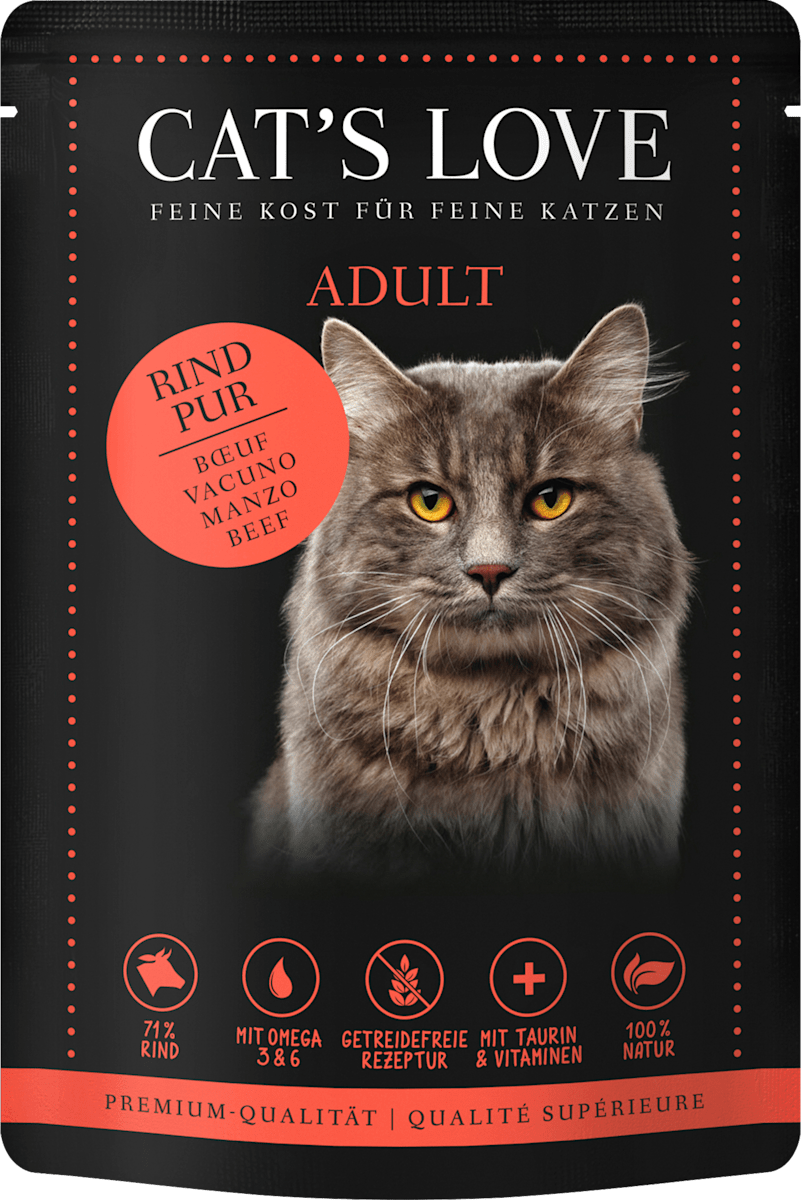 CAT'S LOVE Nassfutter Katze Rind Pur in Gelee, 85 g dauerhaft günstig ...
