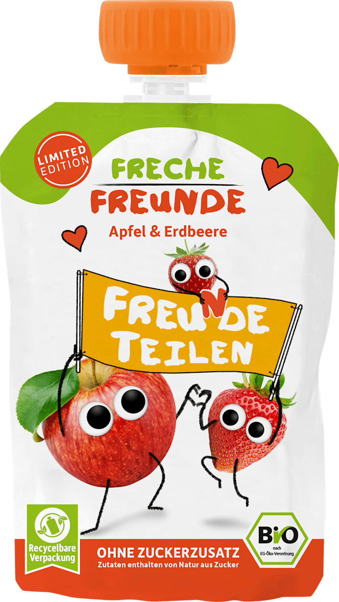 Freche Freunde Quetschie Apfel & Erdbeere ab dem 6. Monat, 100 g dauerhaft günstig online kaufen ...