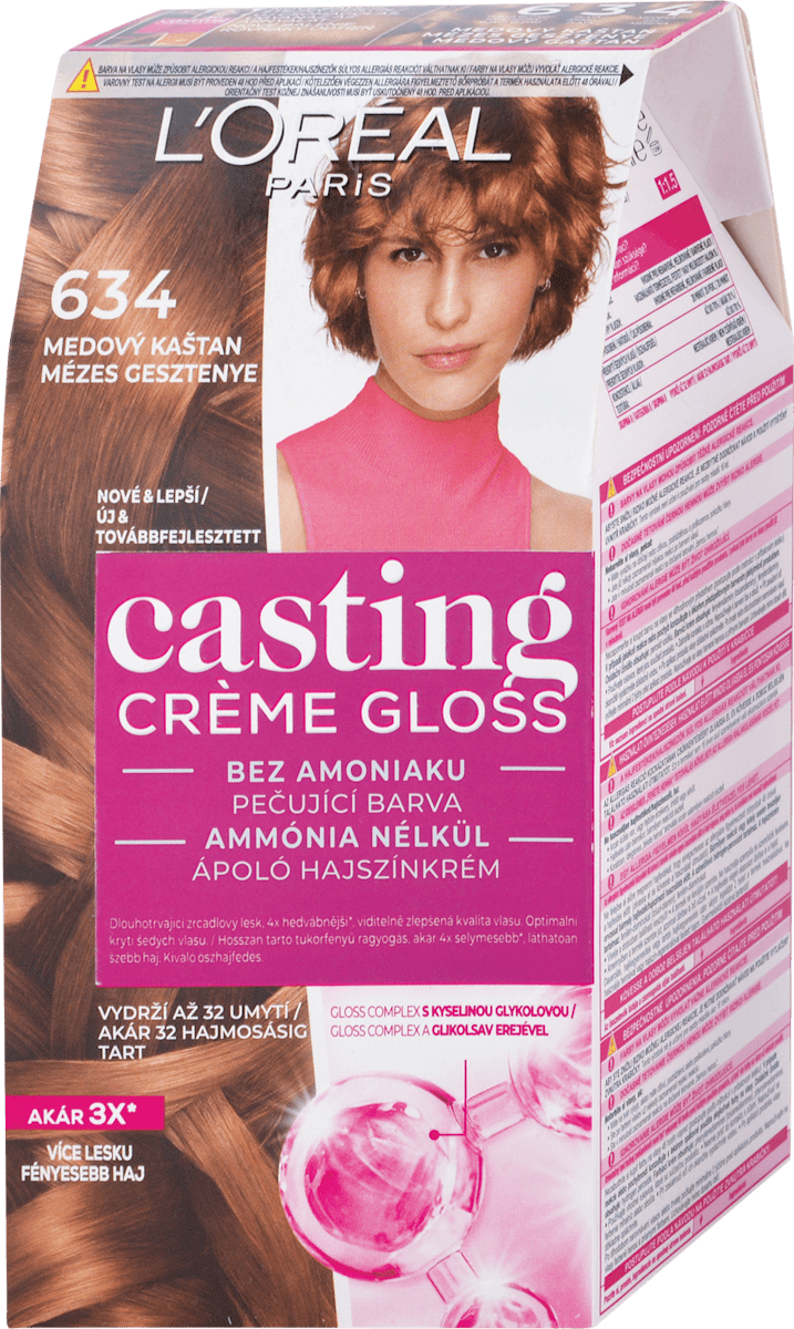 L'ORÉAL PARiS CASTING Crème Gloss Farba na vlasy - 634 medový gaštan, 1 ...