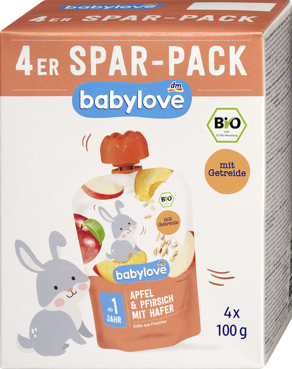 babylove Kapsička Bio jablko & broskyňa s ovsom, 100 g | mojadm.sk