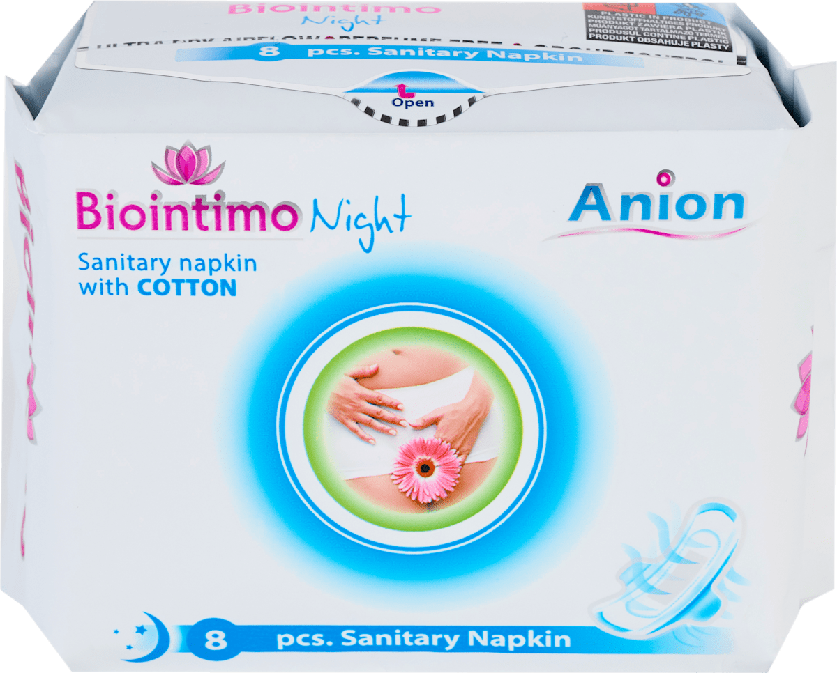 Biointimo Absorbante de noapte cu anioni, 8 buc | dm.ro