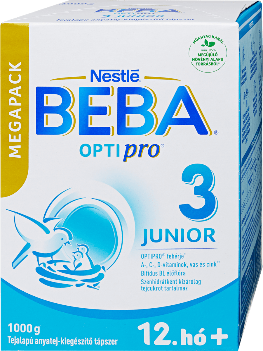 BEBA OPTIPRO 3 JUNIOR Tejalapú anyatej-kiegészítő tápszer 12.hó+, 1 000 ...