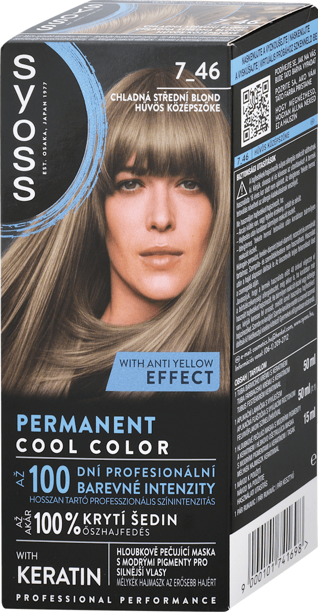syoss Farba na vlasy Permanent Cool Color - 7-46 chladná stredná blond, 1 ks | mojadm.sk