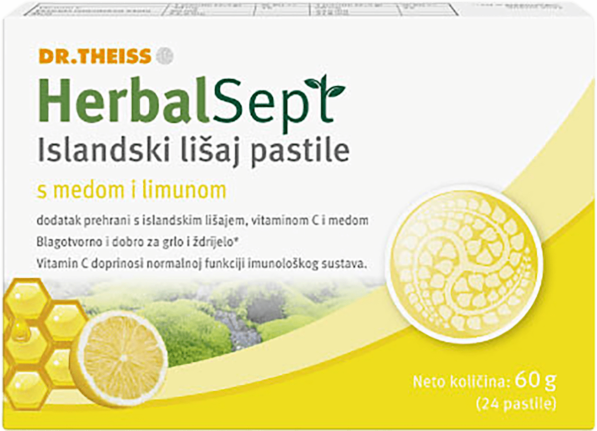 DR.THEISS Herbal Sept Islandski lišaj pastile s medom i limunom, 24 kom ...
