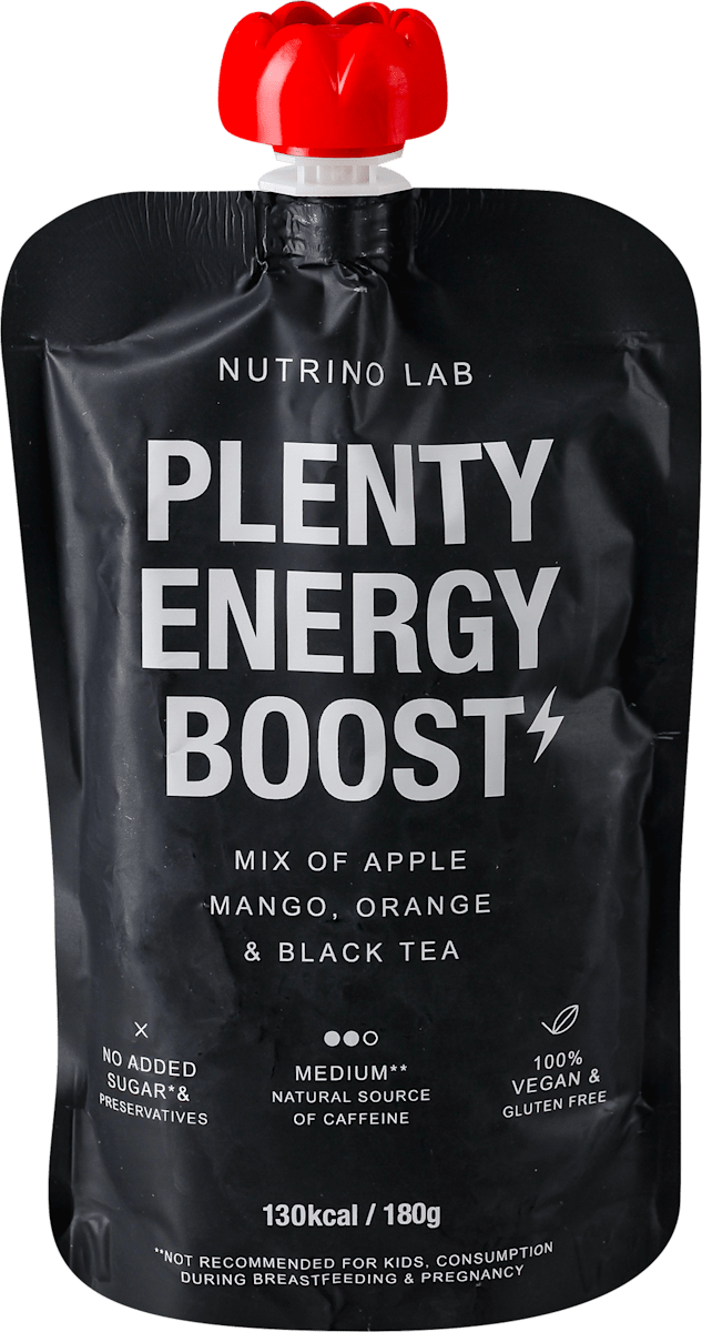 Nutrino Lab PLENTY ENERGY BOOST voćna kaša - jabuka, mango, pomorandža sa dodatkom crnog čaja ...