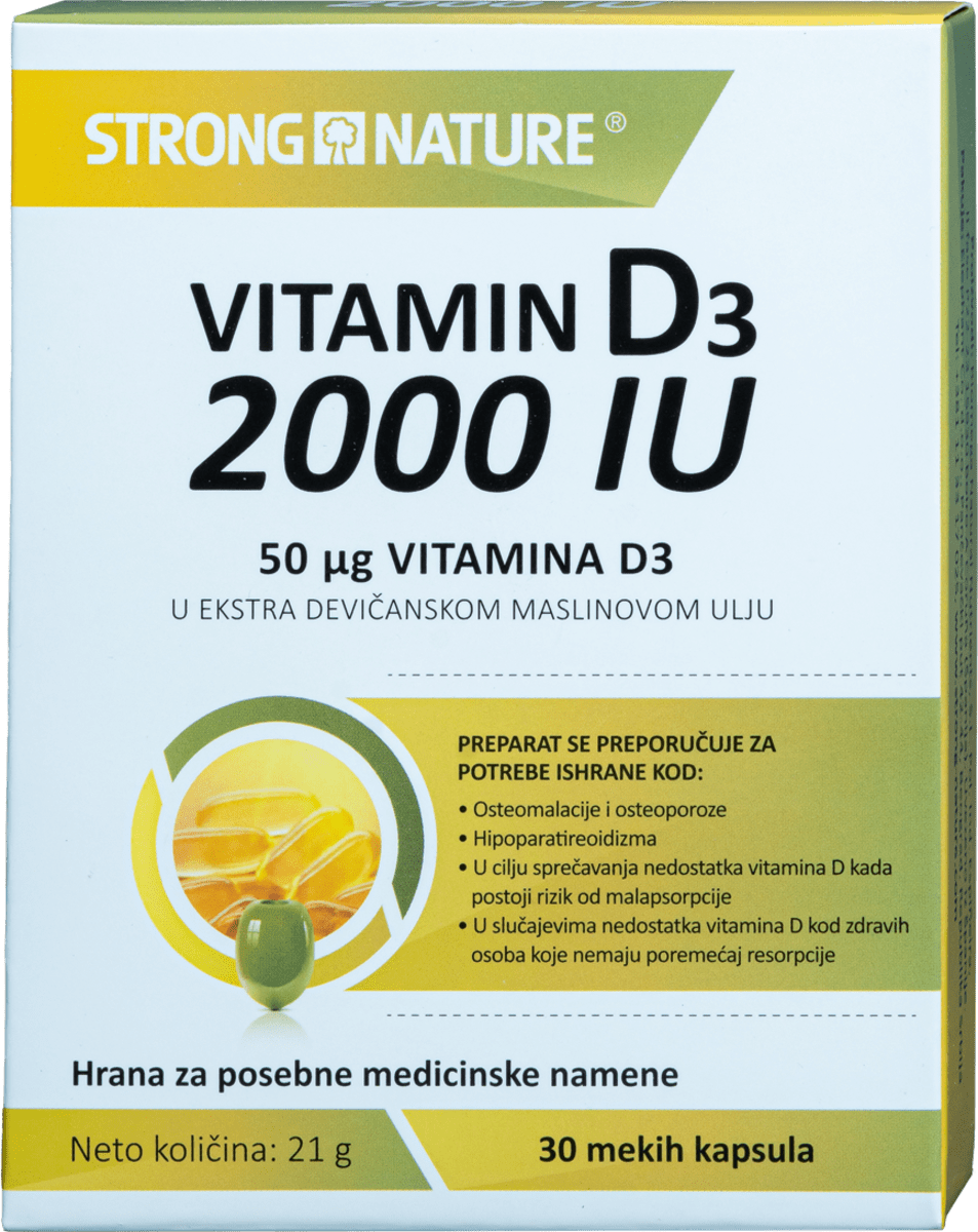 STRONG NATURE VITAMIN D3 2000IU, 30 kom | dm.rs