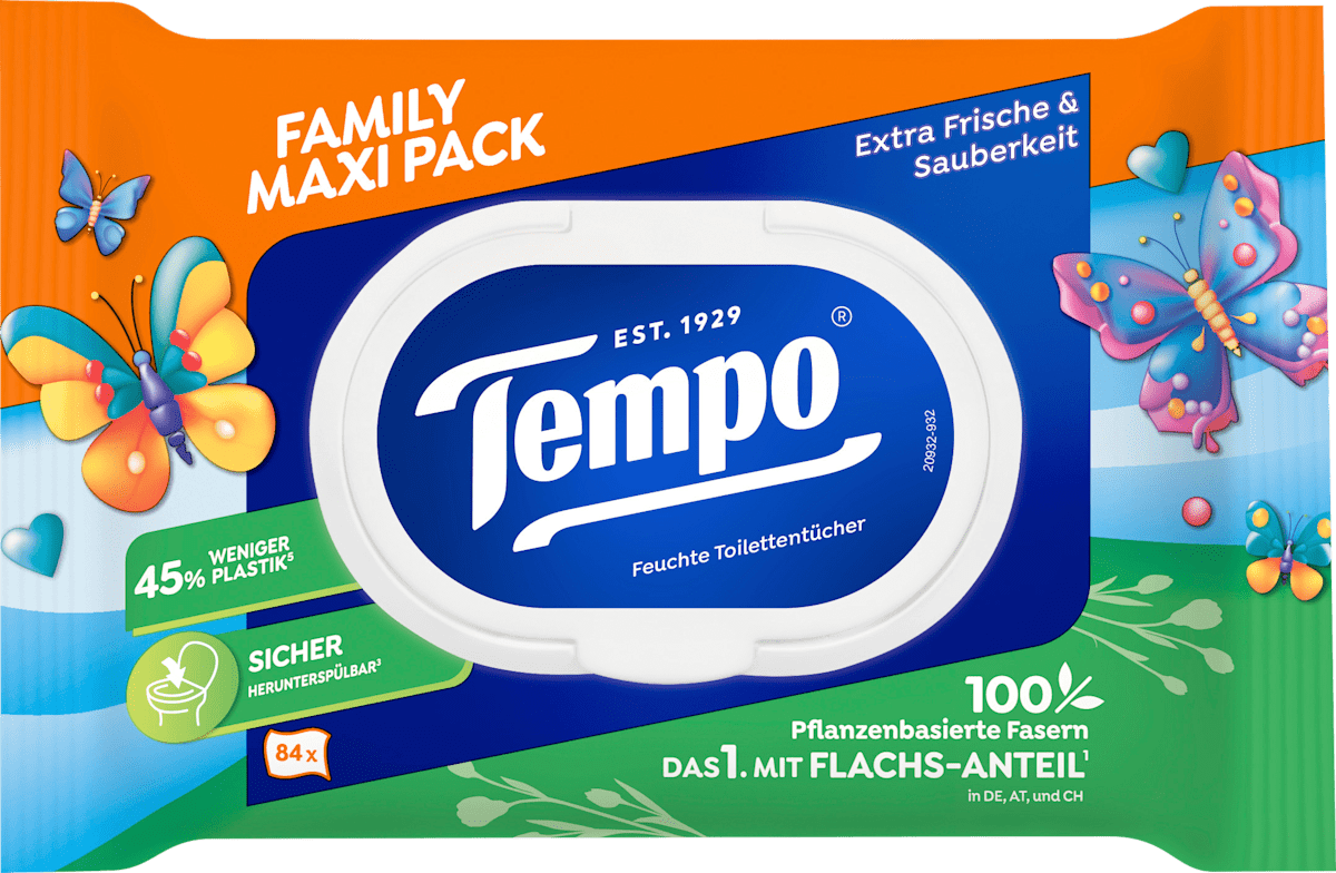 Tempo Feuchtes Toilettenpapier Family Maxi Pack, 84 St dauerhaft ...
