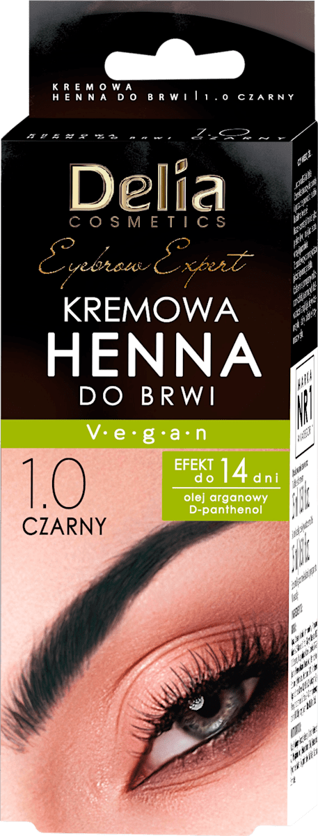 Delia COSMETICS DC - HENNA W KREMIE do brwi 1.0 CZERŃ z ol. arganowym ...