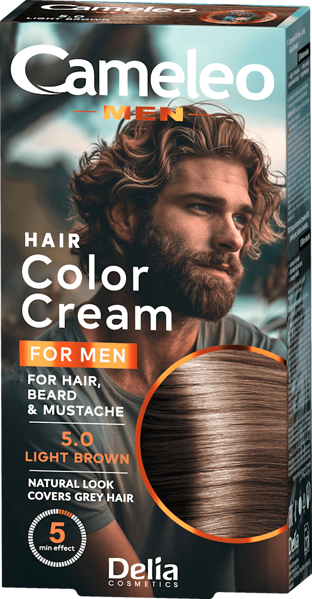 Cameleo - Men Farba do włosów, wąsów i brody 5.0 LIGHT BROWN, 30 ml ...