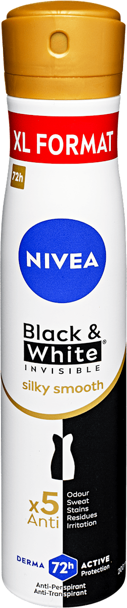 NIVEA Deo spray Black & White Invisible Silky Smooth, nagy kiszerelés ...