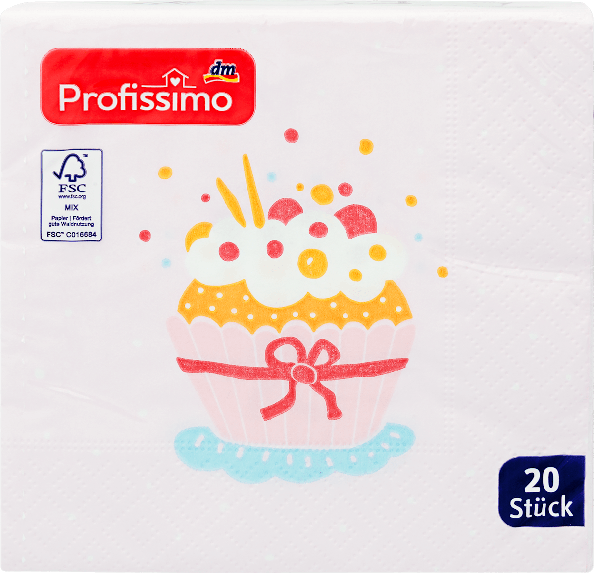 Profissimo Ubrusi s motivom torte, 3-slojni, 25 x 25 cm, 20 kom. | dm.hr