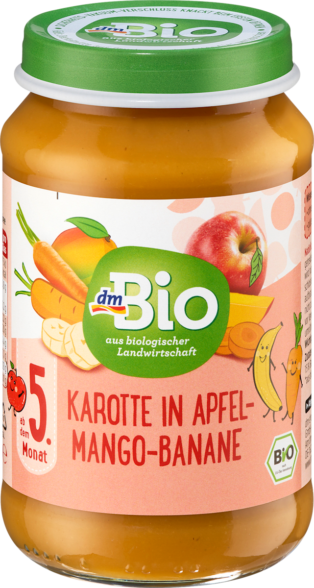 dmBio Früchte Karotte, Apfel, Mango, Banane ab dem 5. Monat, 190 g ...