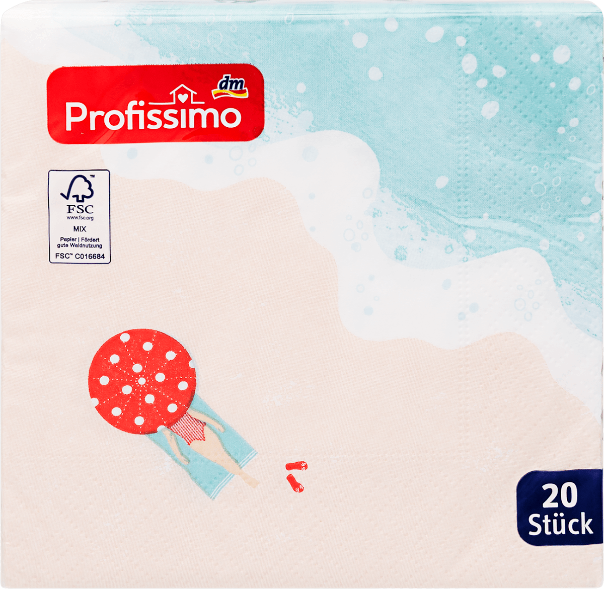 Profissimo Ubrusi, 3–slojni, motiv plaže, 25 x 25 cm, 20 kom. | dm.hr