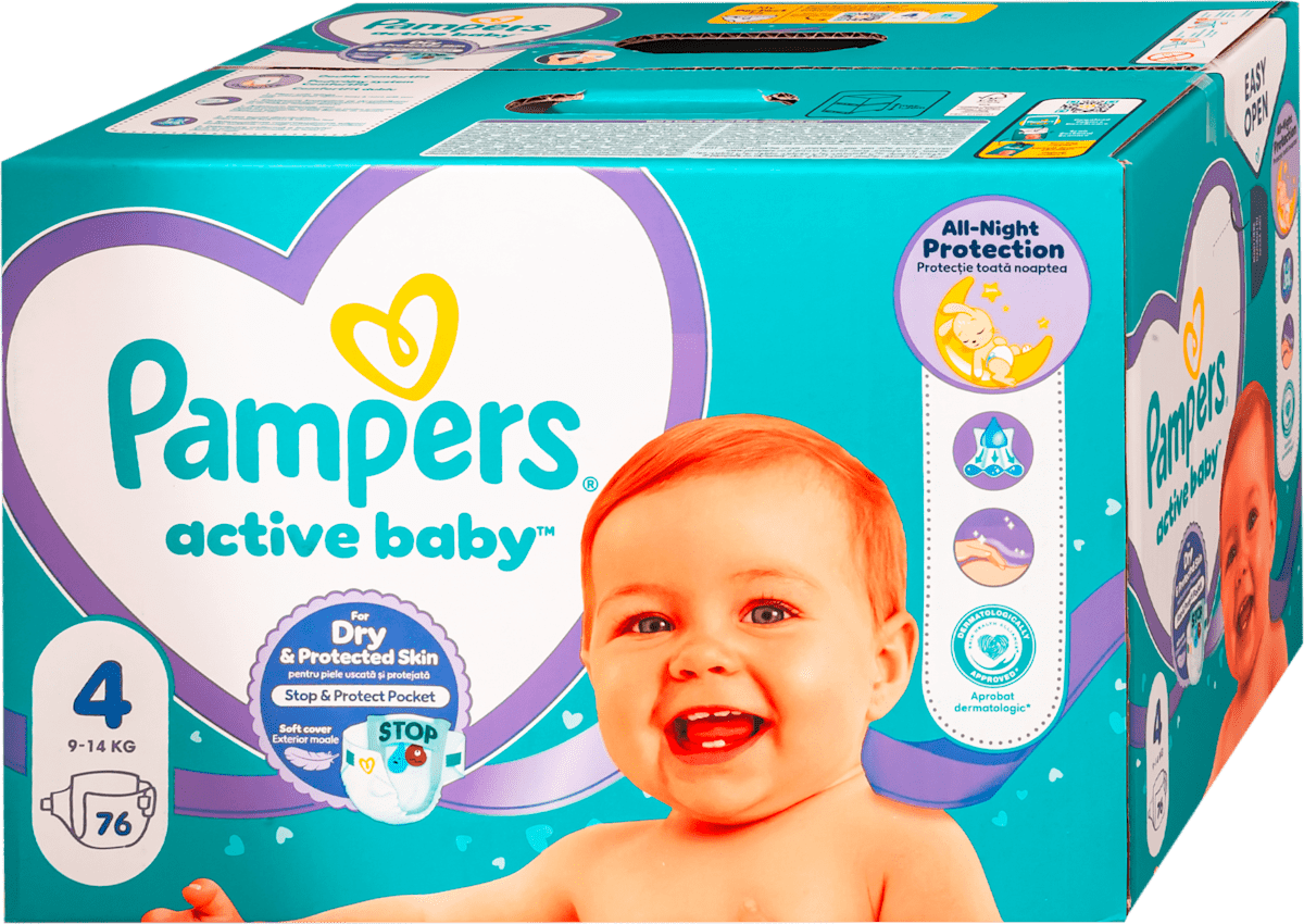 Pampers active baby Pelene, veličina 4 (9 - 14 kg), 76 kom | dm.rs