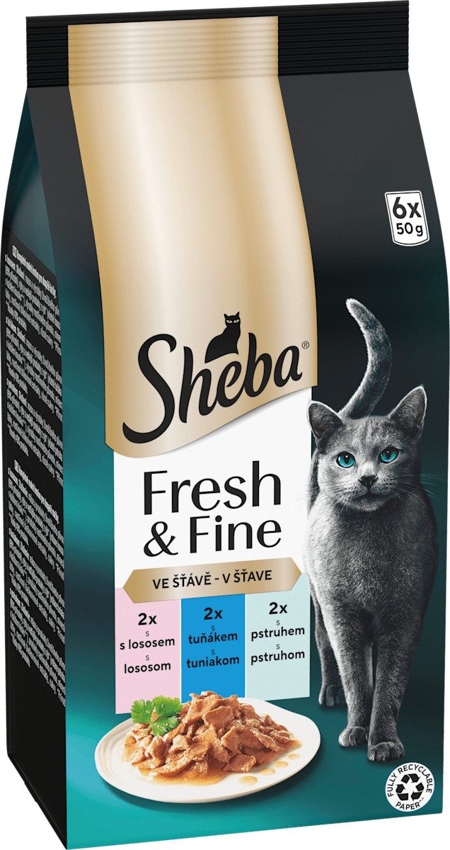 Sheba Fresh & Fine kapsičky pro kočky s rybím masem mix 6x50 g, 300 g ...