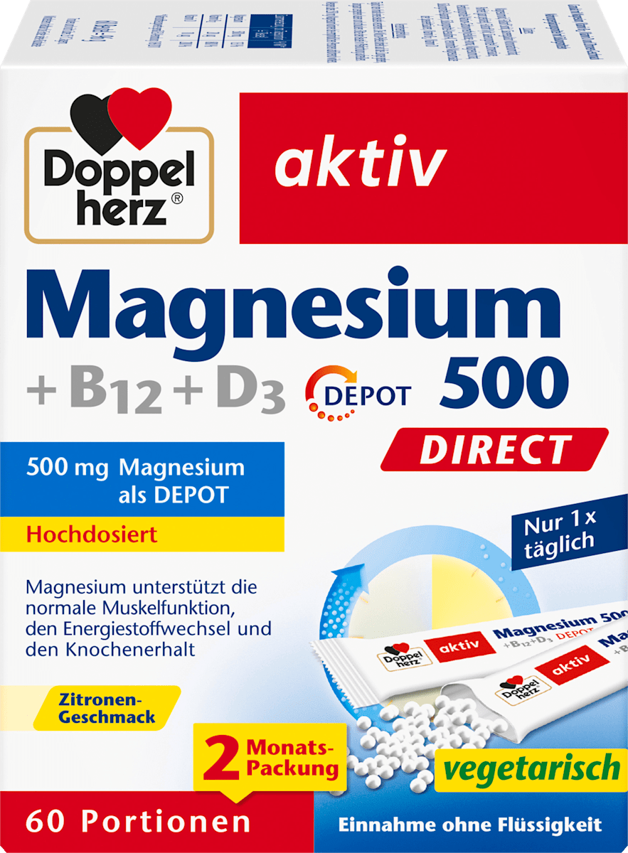 Doppelherz Magnesium 500 Direkt Beutel 60 St, 96 g dauerhaft günstig ...