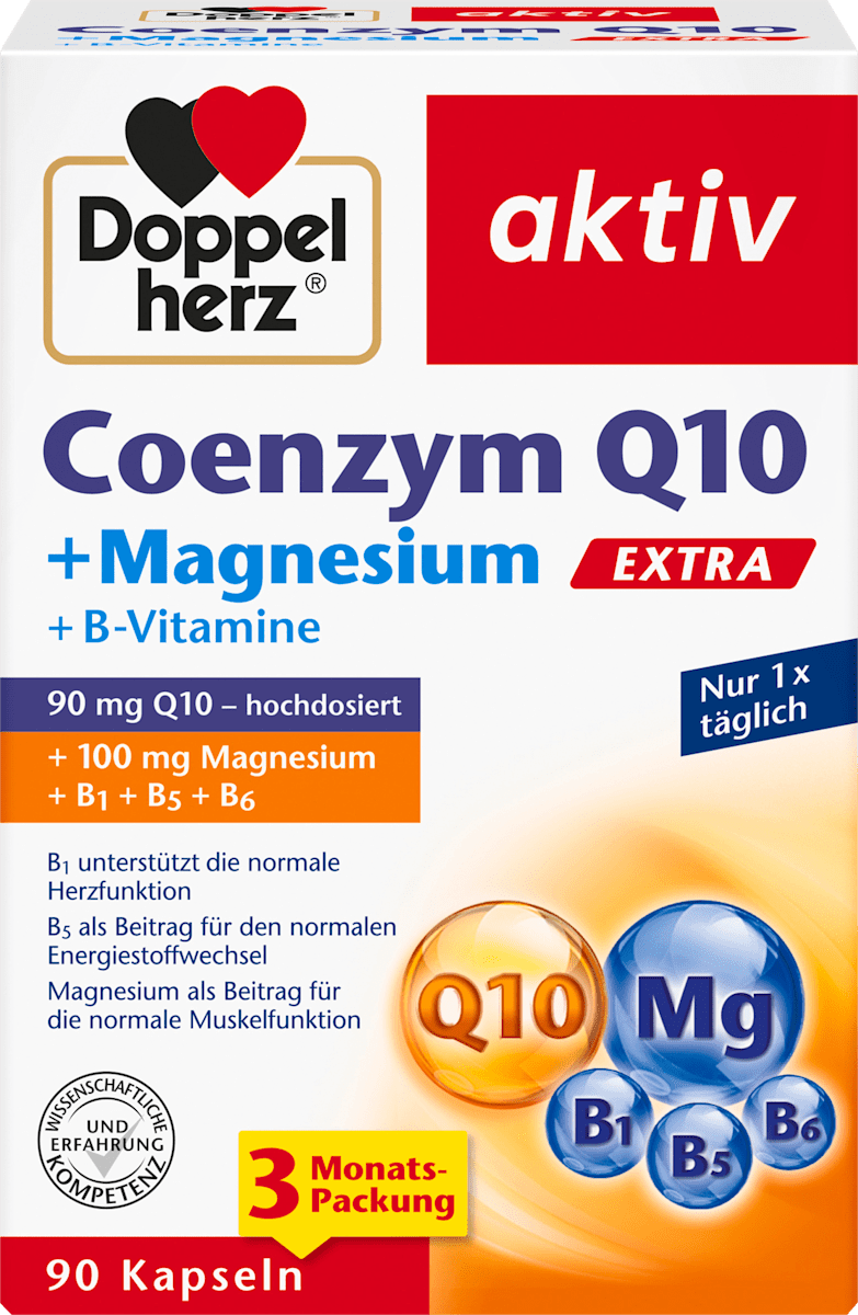 Doppelherz Coenzym Q10 + Magnesium Kapseln 90 St, 69,7 g dauerhaft ...