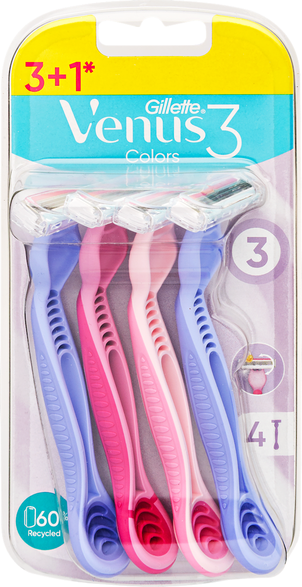 Gillette Venus 3 Colors Női eldobható borotva, 4 db | dm.hu