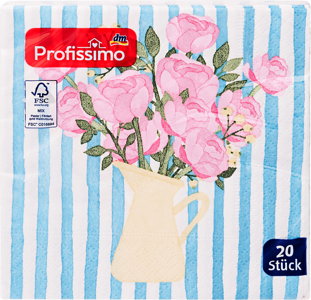 Profissimo Ubrusi, 3–slojni, motiv cvijeća, 25 x 25 cm, 20 kom. | dm.hr