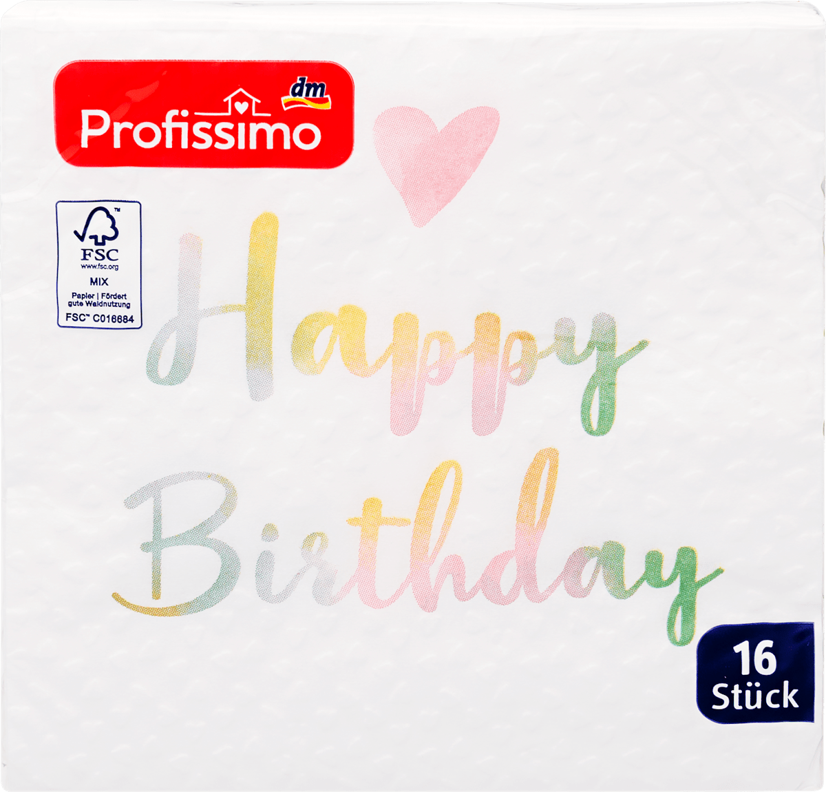 Profissimo Salvete 3–slojne, Happy Birthday, 25 x 25 cm, 16 kom | dm.rs