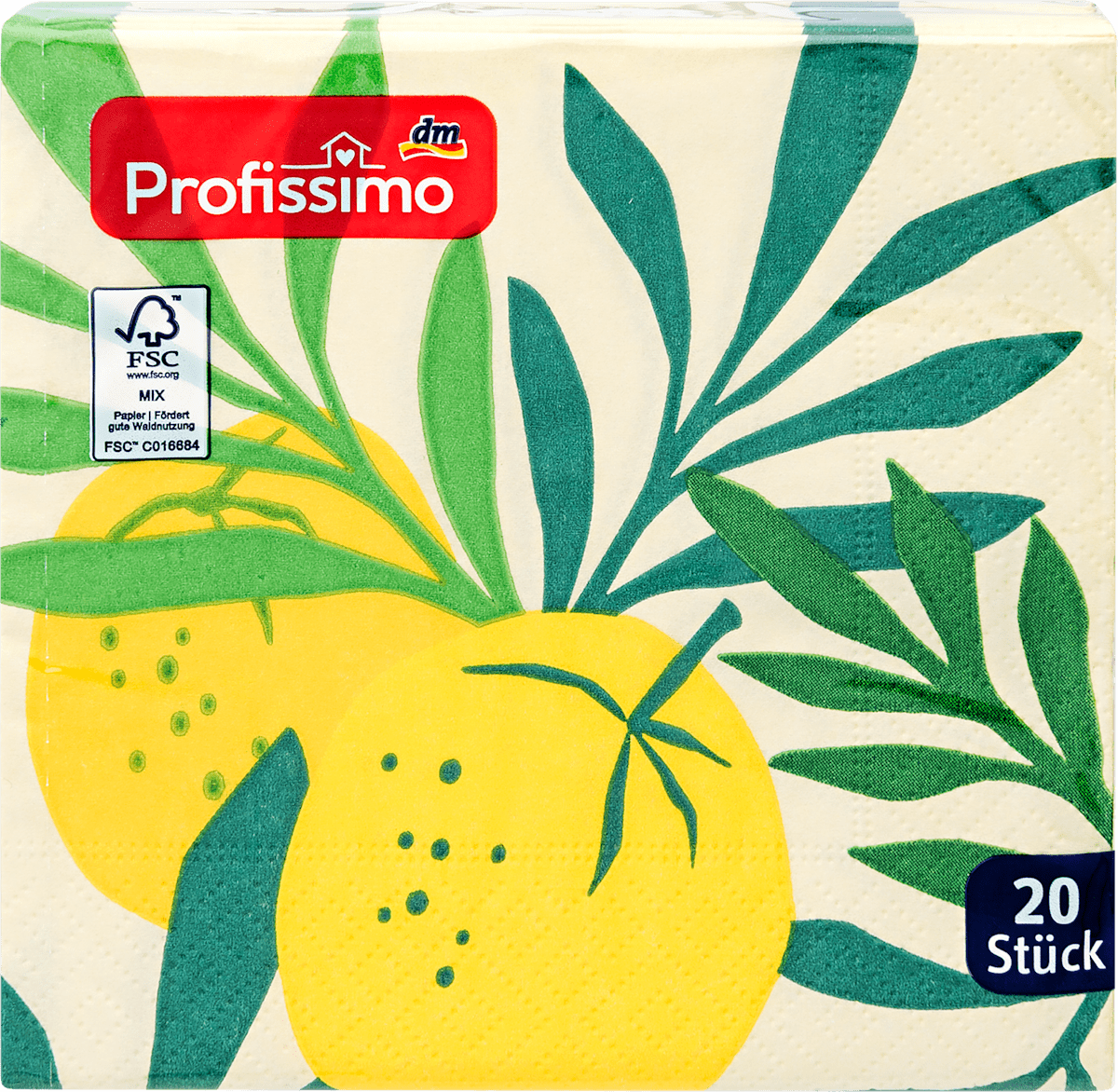 Profissimo Ubrusi, 3-slojni, motiv citrusa, 25 x 25 cm, 20 kom. | dm.hr