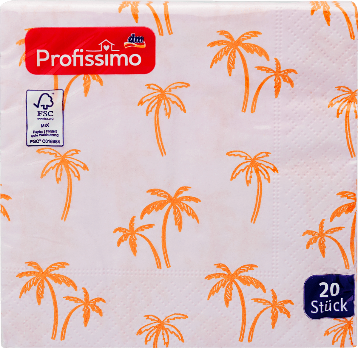 Profissimo Ubrusi s motivom palmi, 3-slojni, 25 x 25 cm, 20 kom. | dm.hr