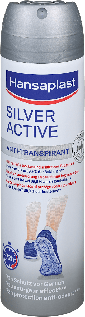 Hansaplast Antitranspirant sprej za noge Silver Active, 150 ml | dm.si
