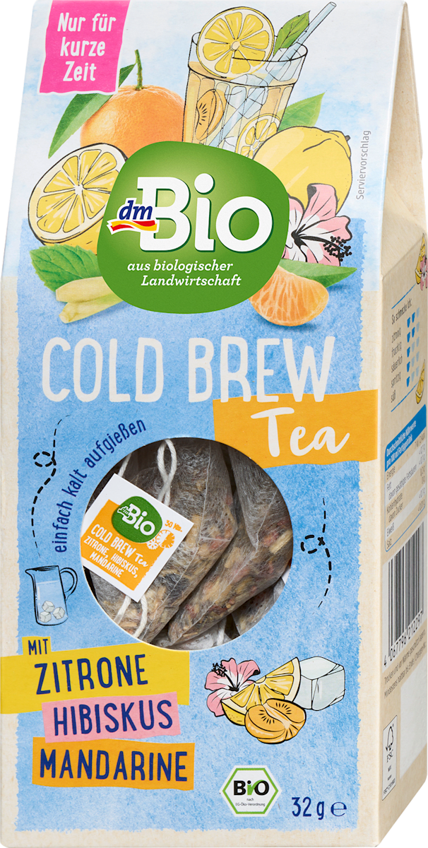 dmBio Cold Brew Tea mit Zitrone, Hibiskus & Mandarine, 32 g dauerhaft ...