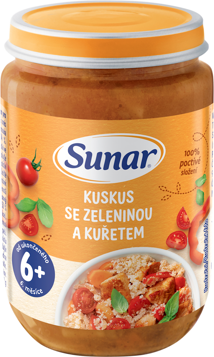 Sunar příkrm kuskus se zeleninou a kuřetem 6m+, 190 g | dm.cz