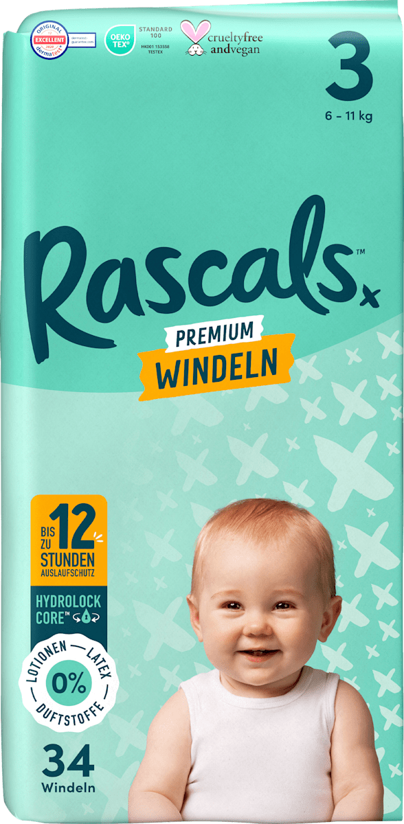 Rascals Windeln Premium Gr. 3 (6-11 kg), 34 St | dm.at