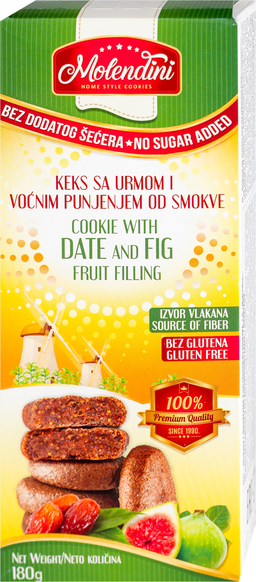 Molendini Keks bez glutena - hurma i smokva, 180 g | dm Bosna i Hercegovina