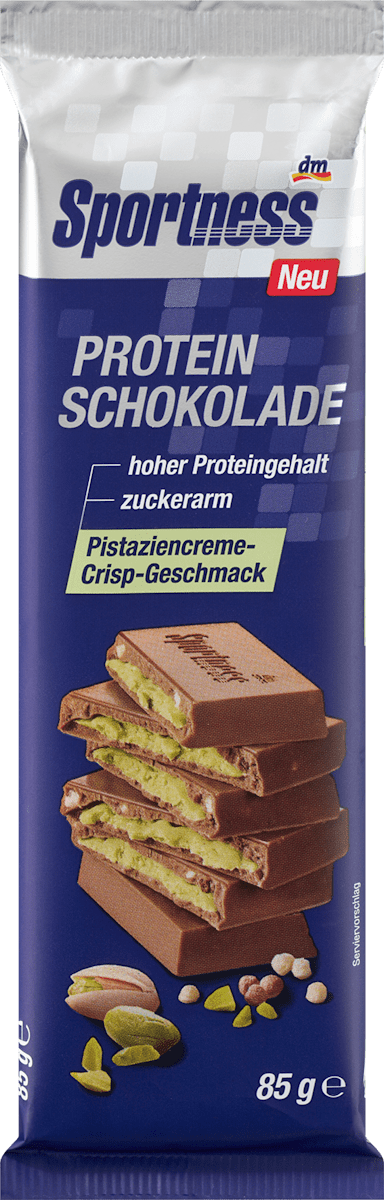 Sportness Protein Schokolade mit Pistaziencreme-Crisp-Geschmack, 85 g ...