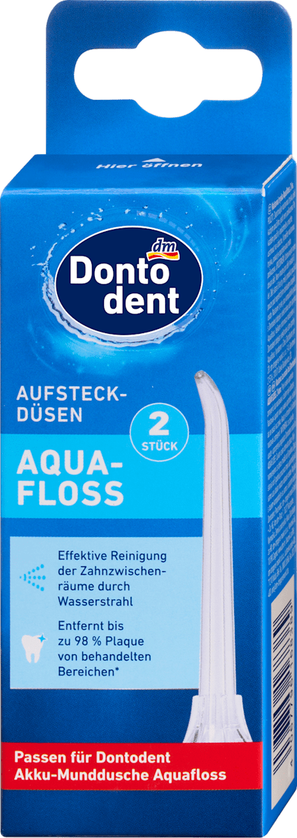 Dontodent Aufsteckdüsen für Aquafloss Munddusche, 2 St dauerhaft günstig online kaufen | dm.de