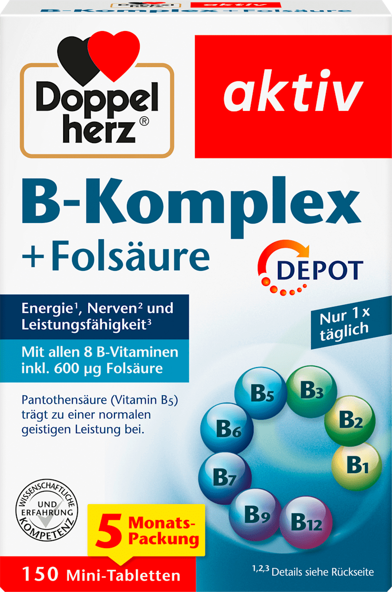 Doppelherz B-Komplex + Folsäure Depot Mini-Tabletten 150 St, 45,8 g ...