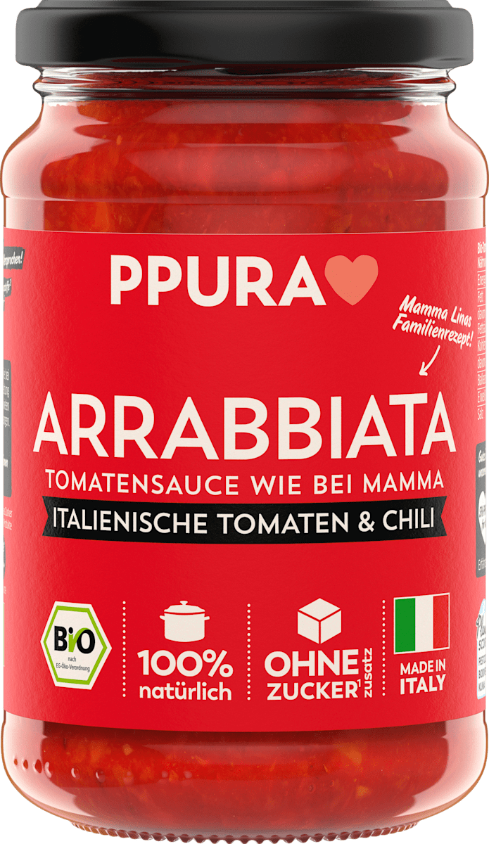 PPURA Tomatensoße, Arrabbiata, fruchtige Tomaten & Chili, 340 g ...