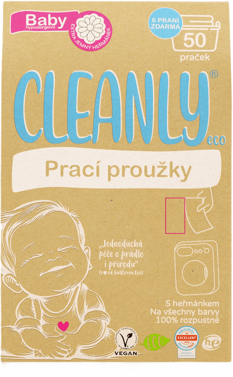 CLEANLY eco prací proužky Baby, 50 PD | dm.cz