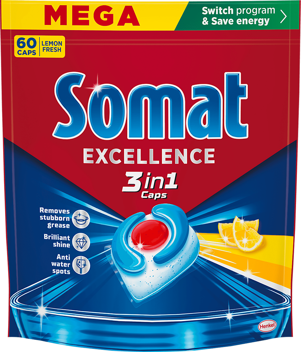 Somat Excellence kapsle do myčky 3v1 Lemon MEGA, 60 ks | dm.cz