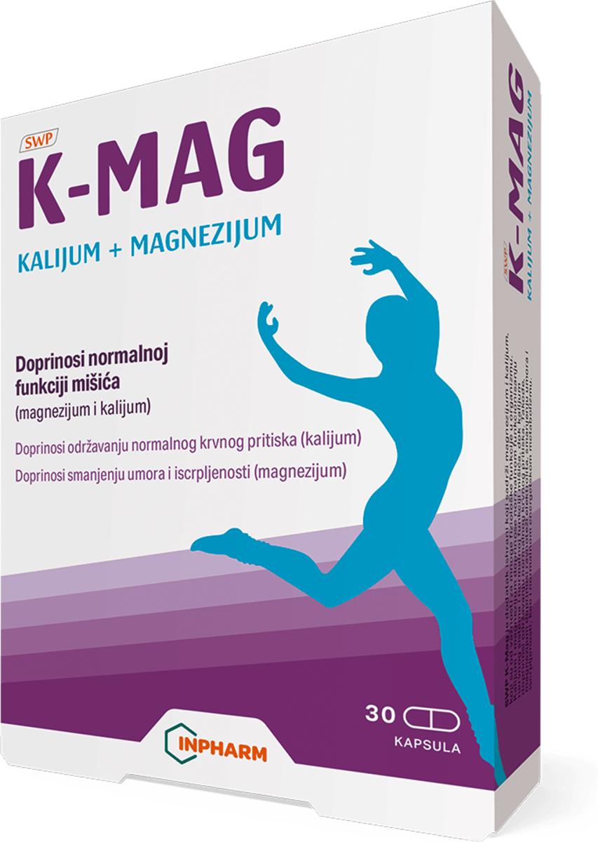 INPHARM K-MAG KALIJUM MAGNEZIJUM kapsule - dodatak ishrani, 30 kom | dm.rs