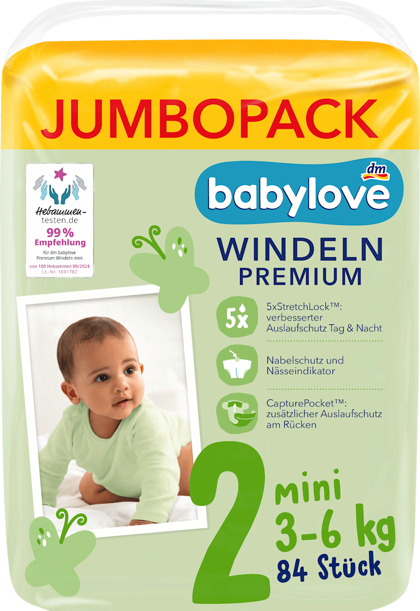 babylove Premium pelene mini vel. 2 (3-6 kg) Jumbo pack, 84 kom. | dm ...